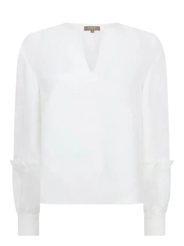 N.peal Ruffled Linen Blouse - White