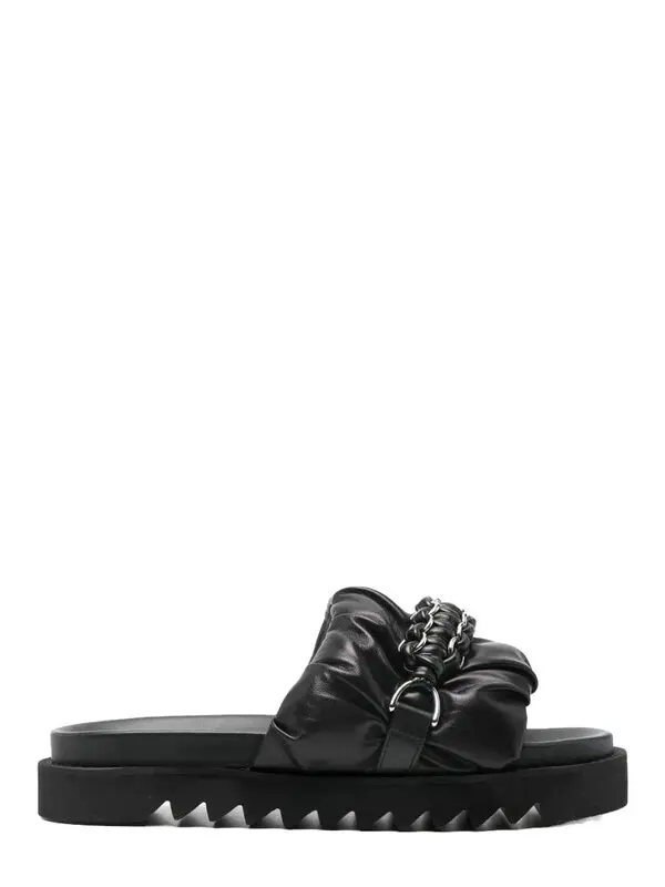 TOGA VIRILIS Chain-detail Gathered Leather Sandals - Black