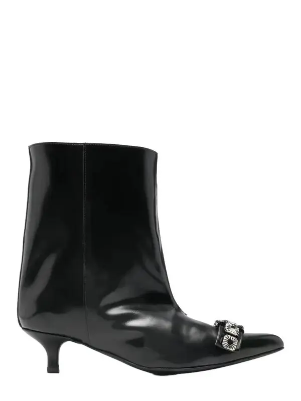 Toga Toe-embellishment Leather Boots - Black