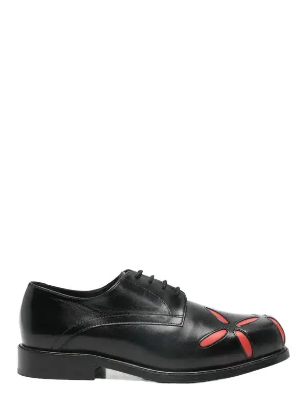 STEFAN COOKE Slashed Square-toe Leather Derby Shoes - Black