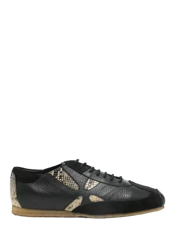 STEFAN COOKE Slashed Embossed Leather Sneakers - Black