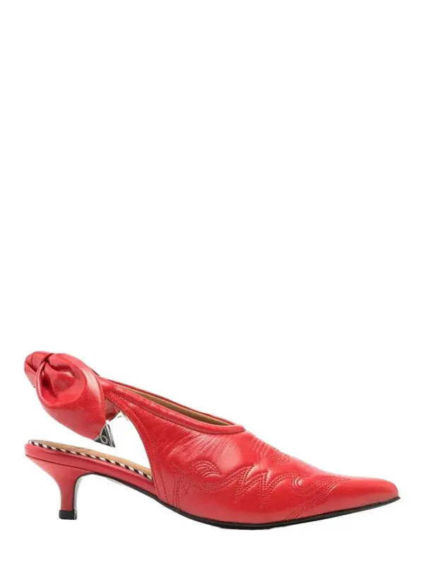 Toga Bow-embellished Leather Pumps - Red