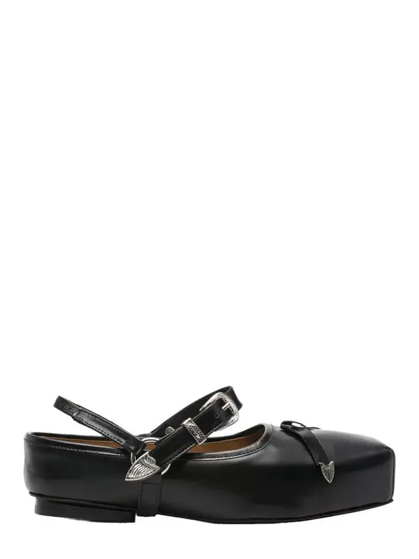 Toga Leather Loafers With Detachable Strap - Black