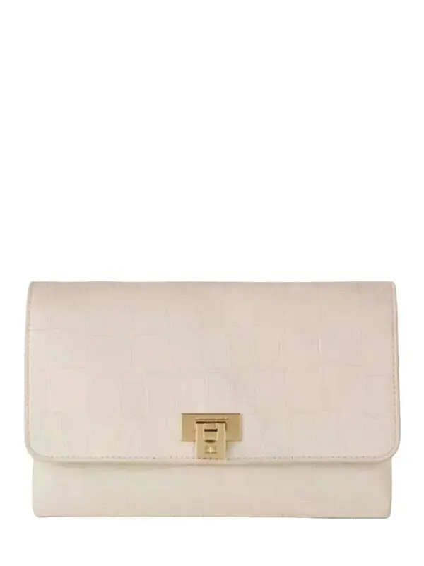Elisabetta Franchi Suede Clutch With Chain Strap - Neutrals