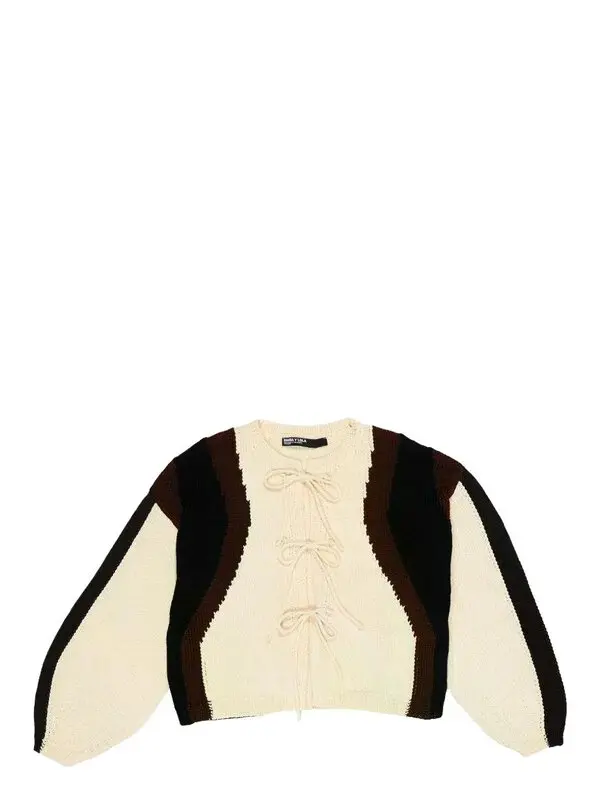 Bimba Y Lola Colour-block Cardigan With Rope Detail - Neutrals