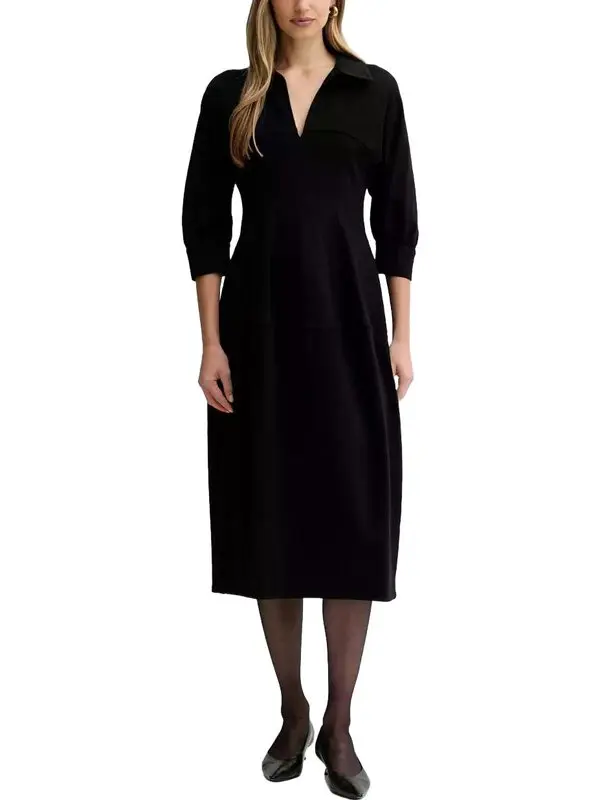 Liviana Conti Fleur Shirt-collar Midi Dress - Black