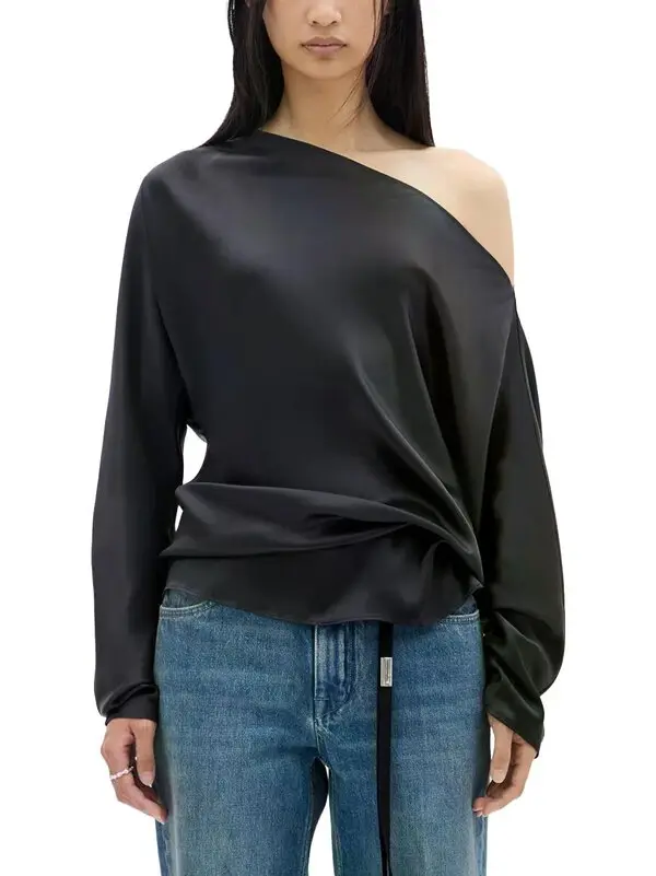 ANN DEMEULEMEESTER Roos One-shoulder Silk Blouse - Black