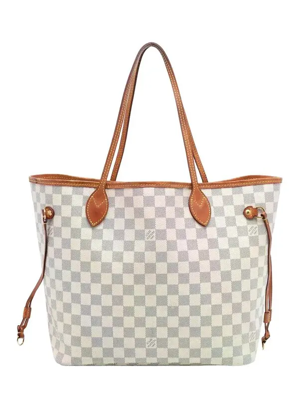 LOUIS VUITTON 2019 Damier Azur Neverfull Mm Tote Bag - White
