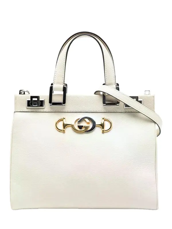 Gucci Small Grained Calfskin Zumi Top Handle Satchel - White