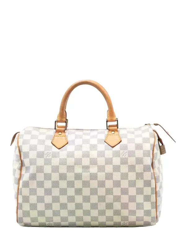 LOUIS VUITTON 2007 Damier Azur Speedy 30 Boston Bag - White