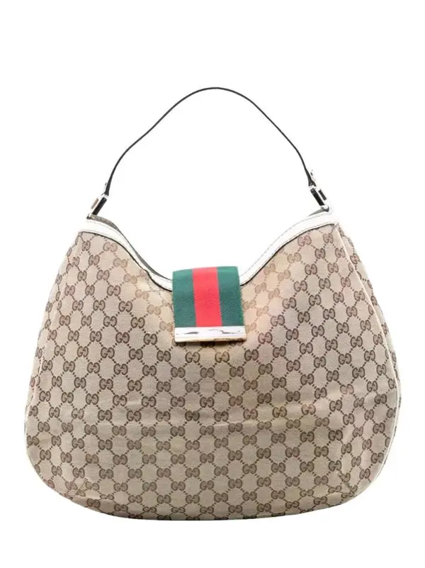 Gucci Large Gg Canvas Web Hobo Bag - Brown