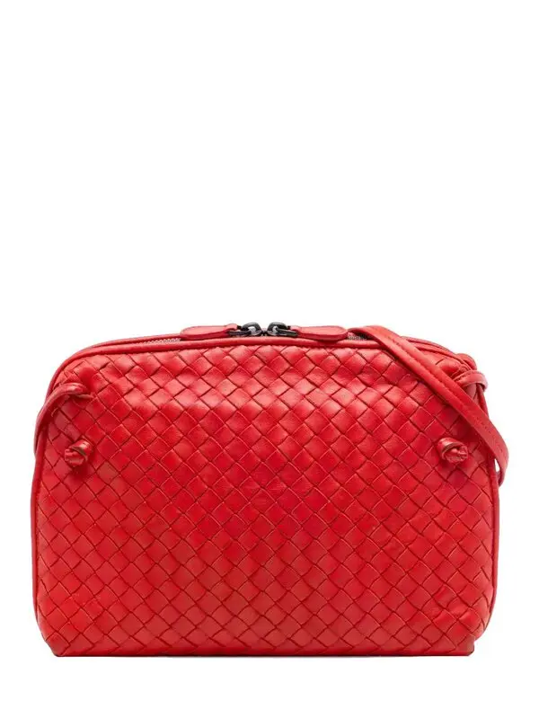 Bottega Veneta Nappa Intrecciato Nodini Crossbody Bag - Red