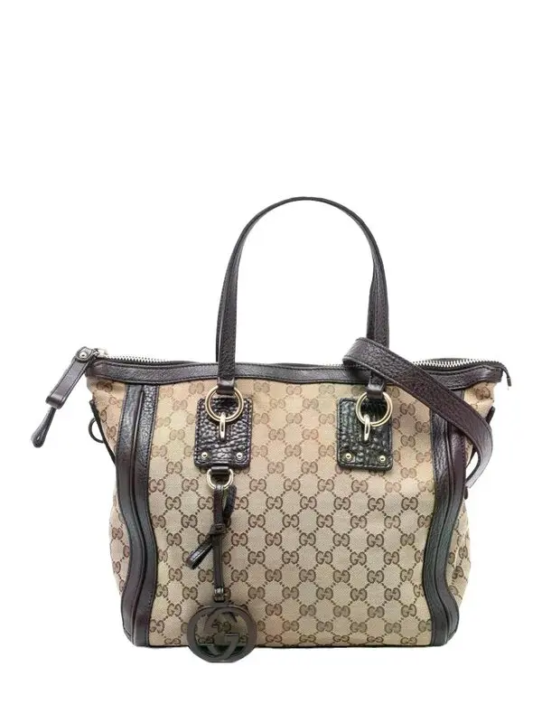 Gucci Medium Gg Canvas Charm Satchel - Brown