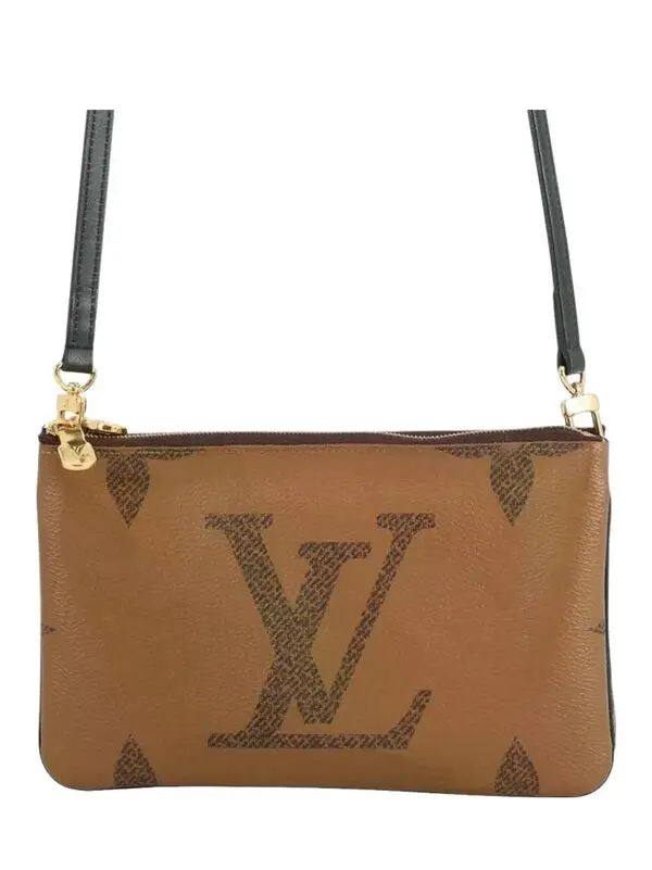 LOUIS VUITTON Monogram Giant Reverse Double Zip Pochette - Brown