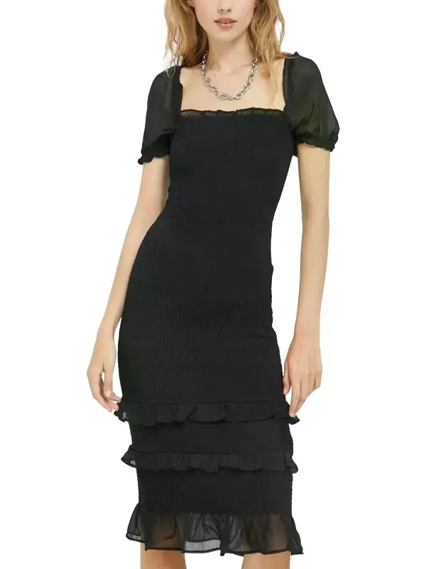 Abercrombie Square-neck Midi Dress - Black
