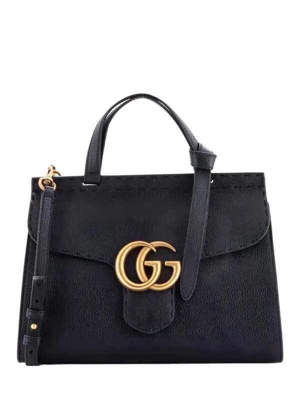 Gucci Gg Marmont Top Handle Satchel - Black