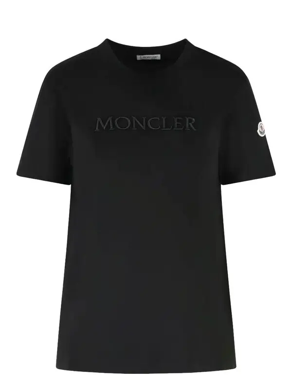 Moncler Embroidered Tonal T-shirt - Black