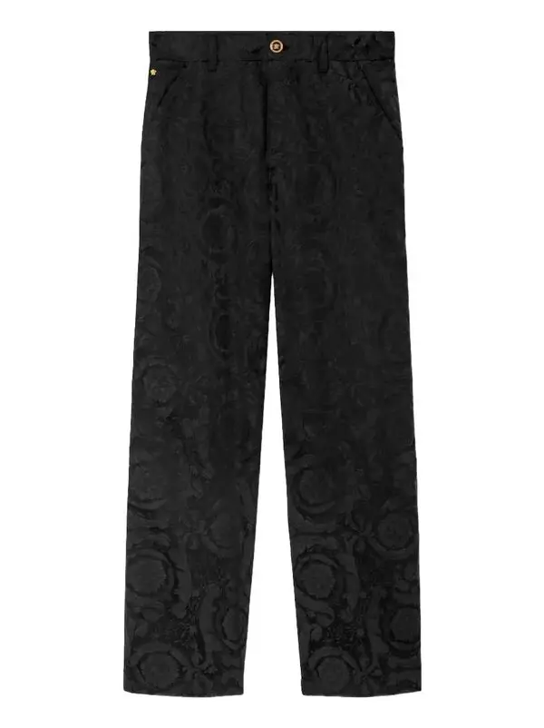 Versace Floral-jacquard Trousers - Black