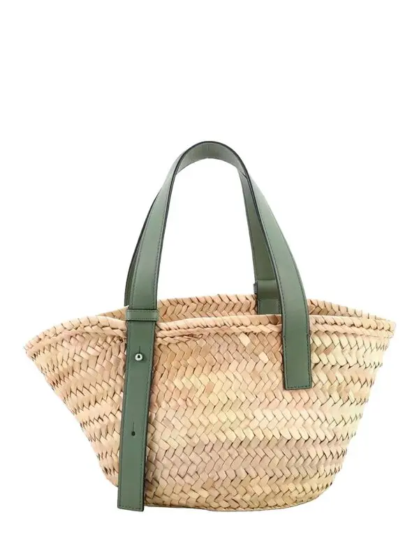 Loewe Basket Raffia Small Tote - Green