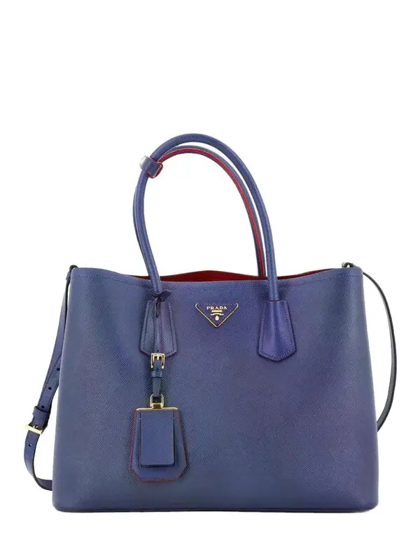 Prada Cuir Double Saffiano Leather Medium Tote Bag - Blue