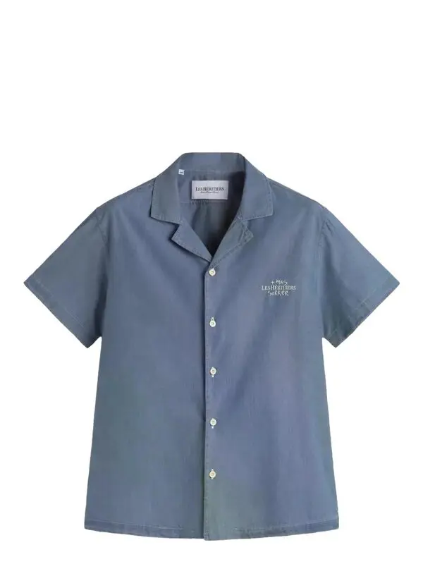 LES HÉRITIERS X Mas Sorrer Short-sleeve Button Shirt - Blue