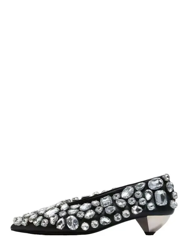 Bimba Y Lola Crystal-embellished Leather Pumps - Black
