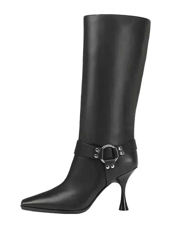SERGIO ROSSI 75mm Leather Heeled Boots - Black