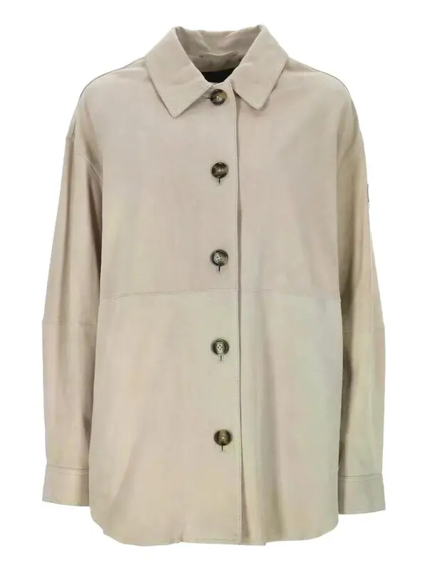 Peuterey Buttoned Leather Jacket - Neutrals