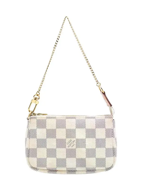 LOUIS VUITTON Damier Azur Mini Pochette Accessoires Handbag - White