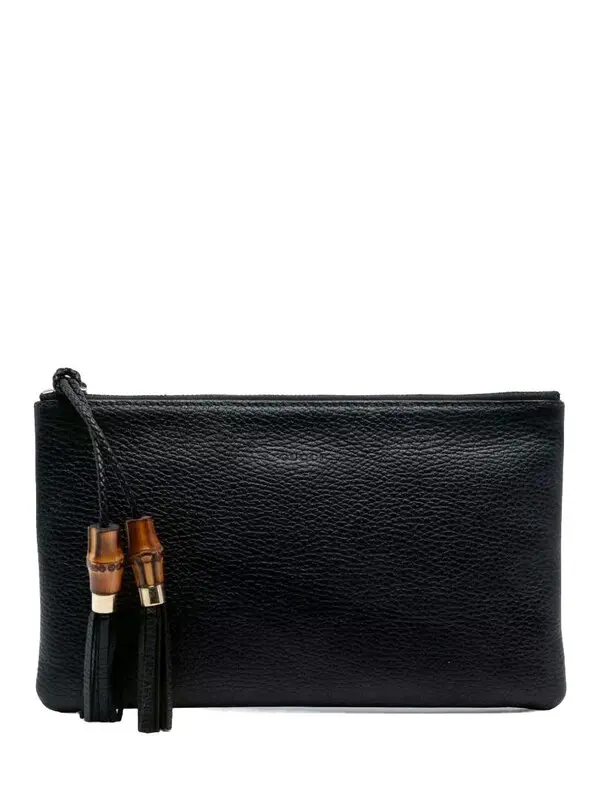 Gucci Calfskin Bamboo Clutch - Black