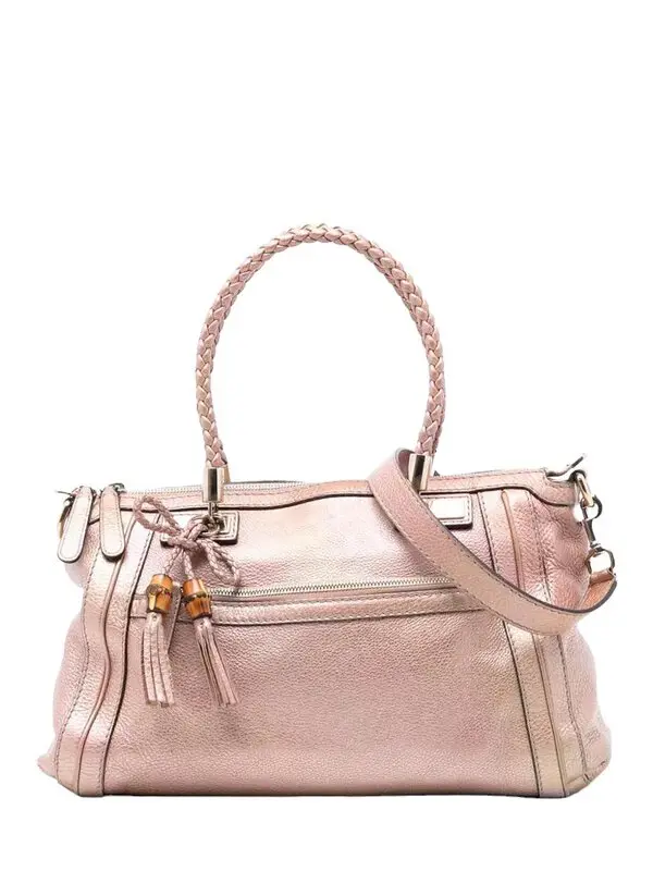 Gucci Metallic Pebbled Calfskin Bella Satchel 282300 - Pink