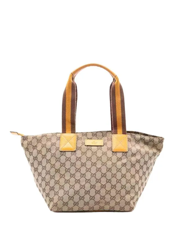 Gucci Gg Canvas Web Tote Bag - Brown
