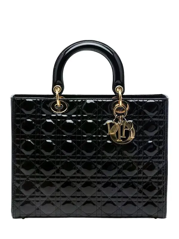 Dior 2011 Large Patent Cannage Lady Satchel - Black