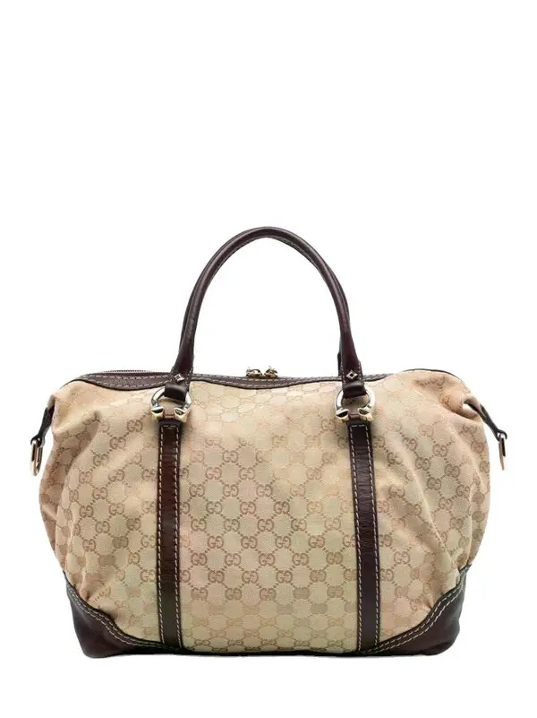 Gucci Gg Canvas Horsebit Nail Boston Bag - Brown