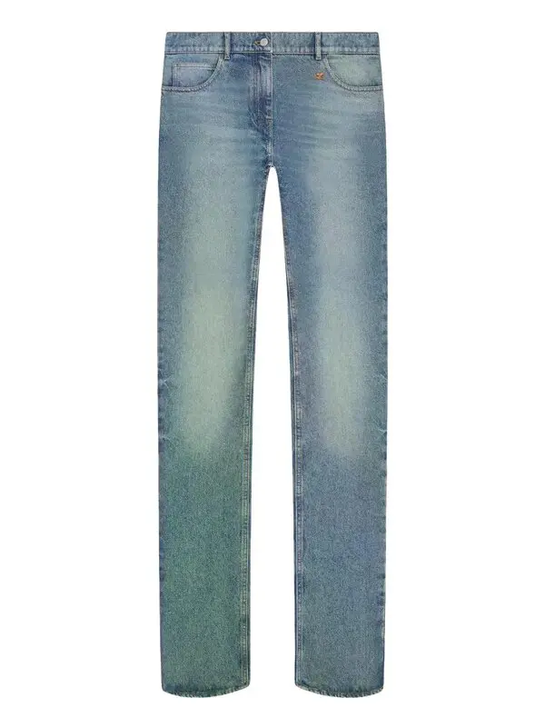 COURREGES Logo Patch Straight Leg Jeans - Blue