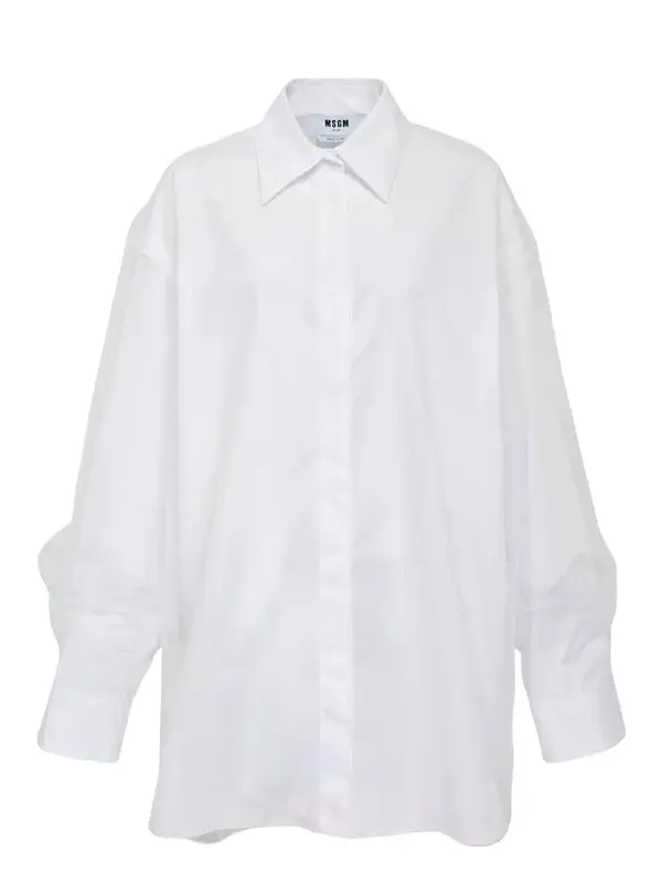 MSGM Collared Long-sleeve Shirtdress - White