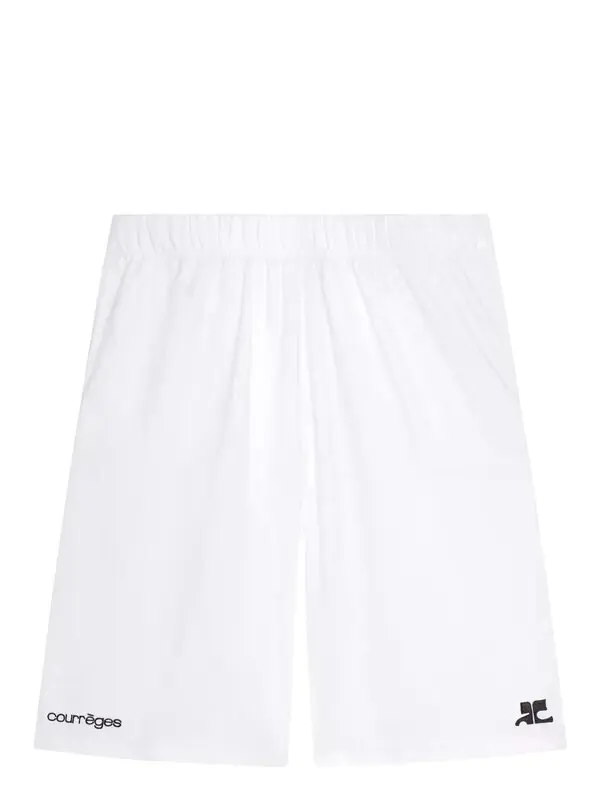 COURREGES Logo-print Elasticated Shorts - White