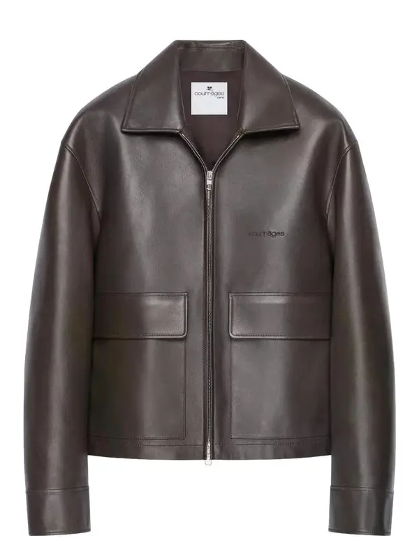 COURREGES Double-pocket Leather Jacket - Brown