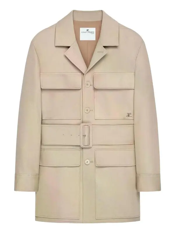 COURREGES Belted Button-up Coat - Neutrals