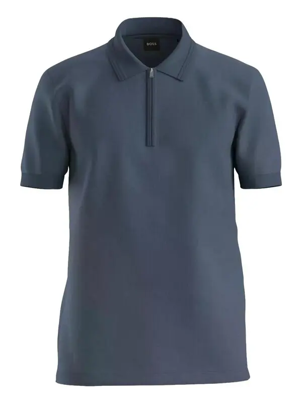 BOSS Zip Polo Shirt - Blue