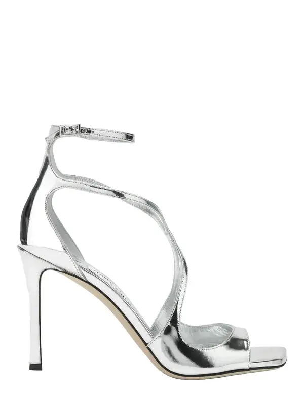 JIMMY CHOO Azia 95 Metallic Leather Sandals - Silver