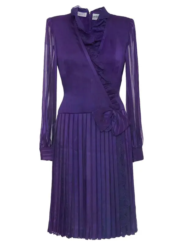 André Laug Vintage Plissé Midi Dress - Purple