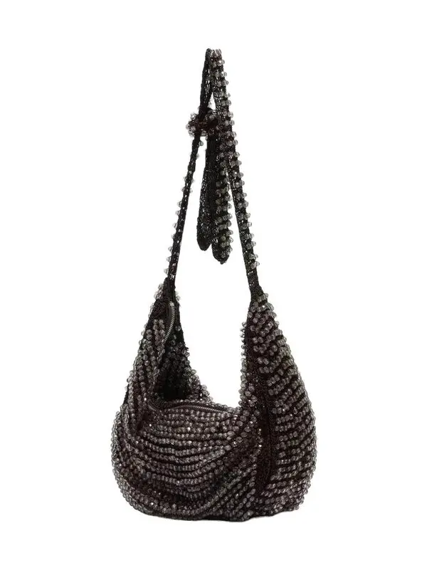 Bimba Y Lola Beaded Zip Shoulder Bag - Grey
