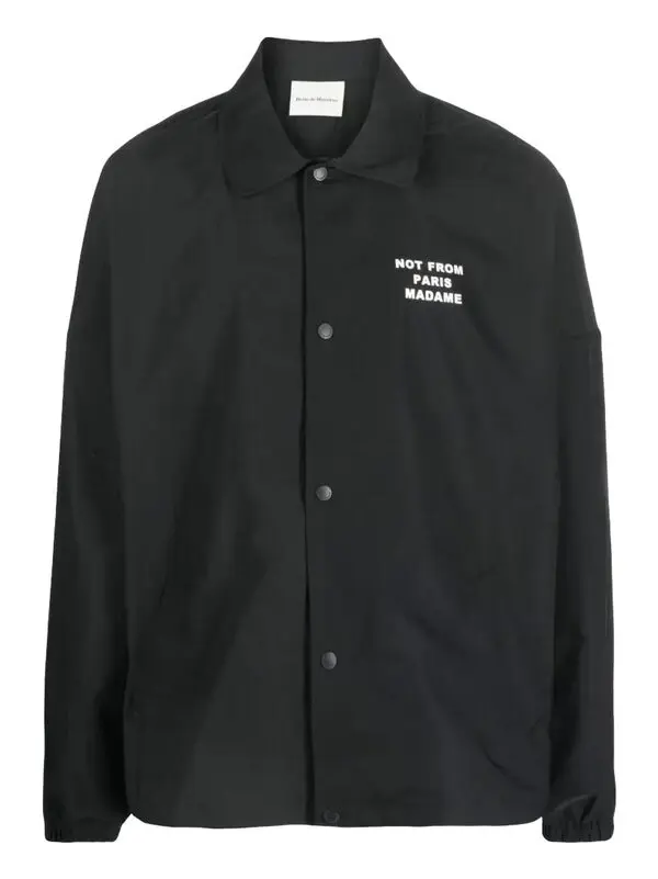 Drole De Monsieur Slogan Buttoned Jacket - Black