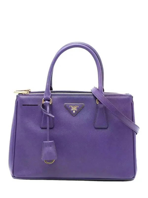 Prada Small Saffiano Lux Galleria Double Zip Satchel - Purple