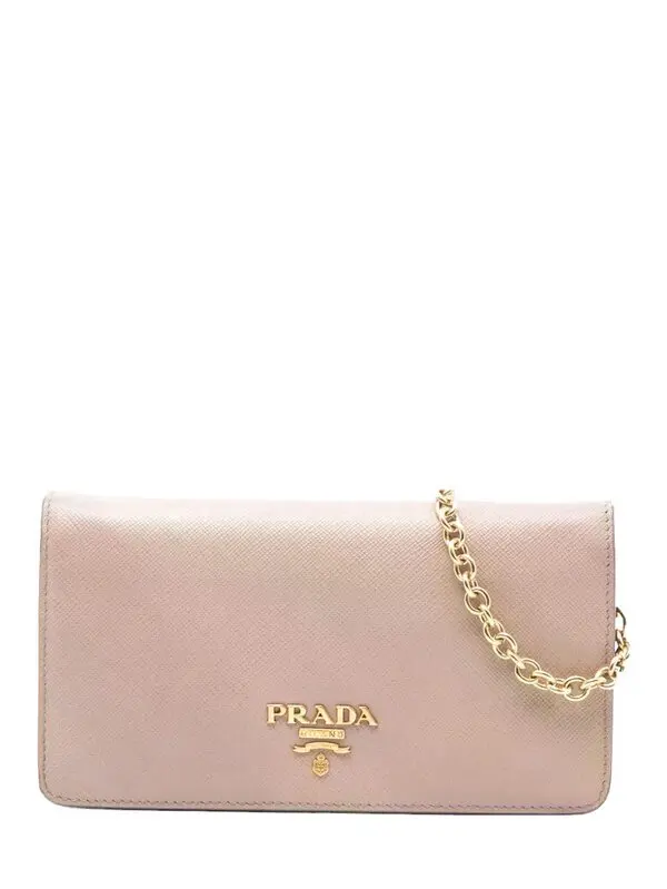 Prada Saffiano Wallet On Chain Crossbody Bag - Brown