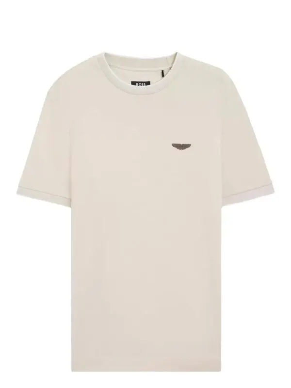 BOSS Logo-patch Crewneck T-shirt - Neutrals