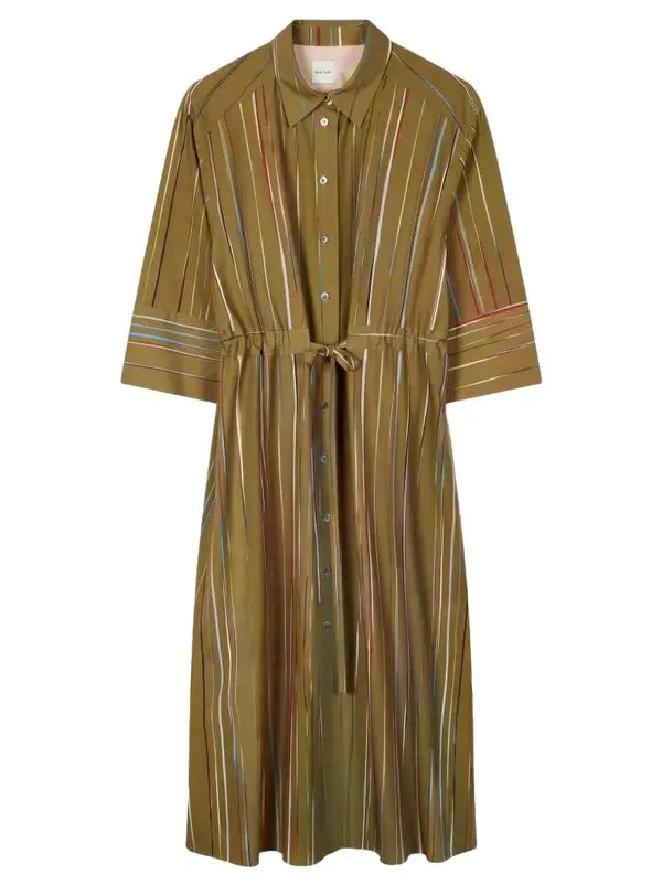 Paul Smith Striped Midi Shirt Dress - Green