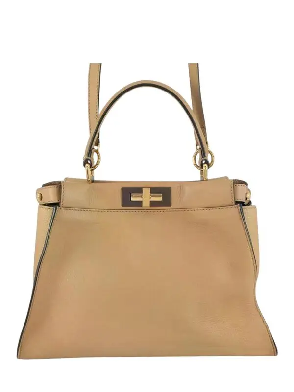 Fendi Medium Leather Selleria Peekaboo Iconic Satchel - Brown