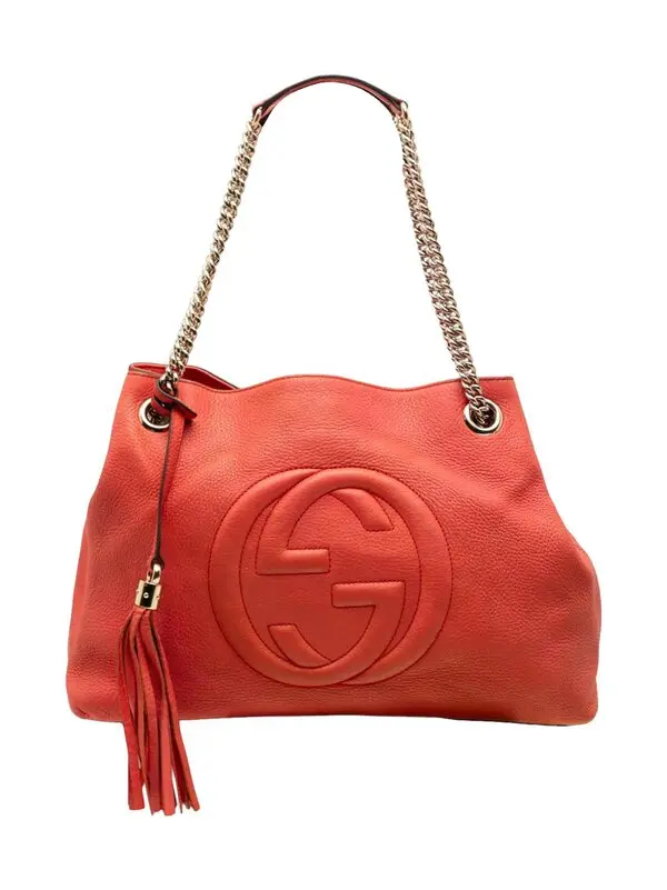Gucci 2000-2015 Medium Leather Soho Chain Tote Bag - Orange